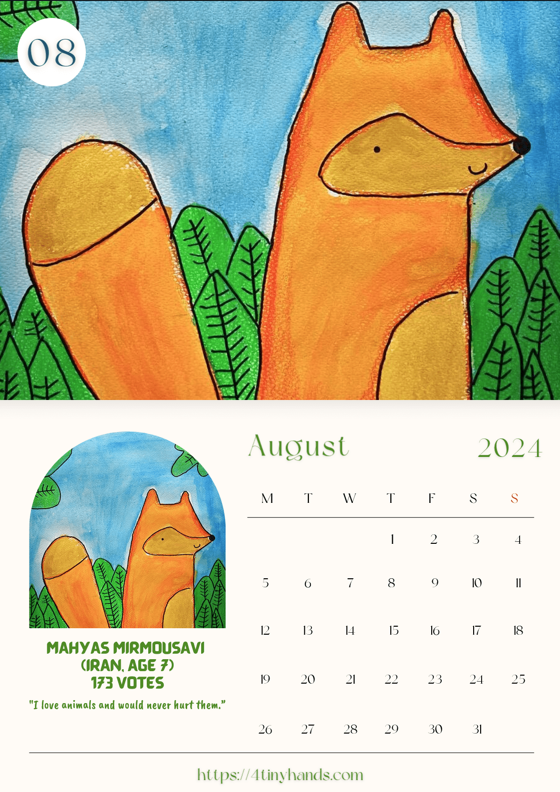 Celebrating the Animal Kingdom Calendar 2024 - 4TinyHands